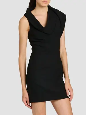 FERRAGAMO Draped Stretch Twill Minidress