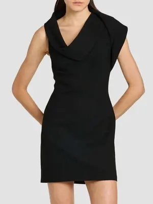 FERRAGAMO Draped Stretch Twill Minidress