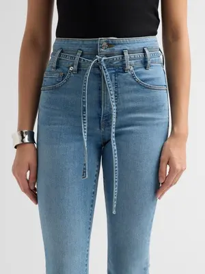 Veronica Beard Beverly Stretch-cotton Tie-waist Flare Jeans