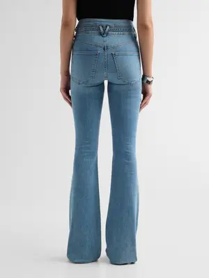 Veronica Beard Beverly Stretch-cotton Tie-waist Flare Jeans