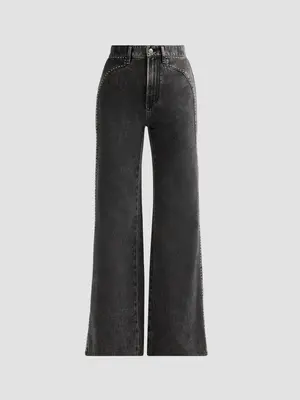 Veronica Beard Grant Rhinestone High-rise Wide-leg Jeans