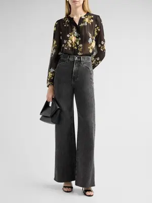 Veronica Beard Grant Rhinestone High-rise Wide-leg Jeans