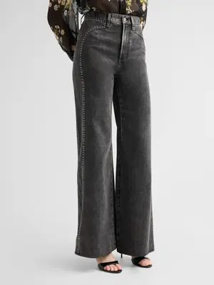 Veronica Beard Grant Rhinestone High-rise Wide-leg Jeans