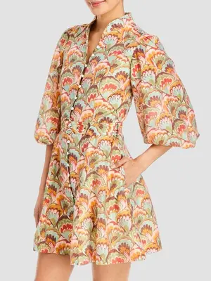 Mestiza New York Valencia Abstract Organza Belted Minidress