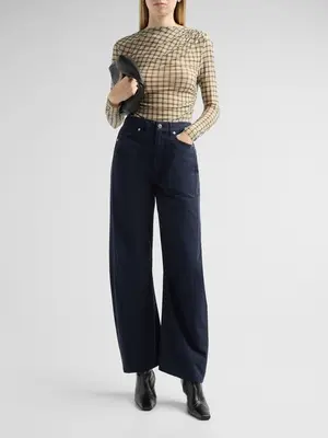 Veronica Beard Sloan High-rise Barrel-leg Pants - Navy Stone