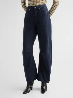 Veronica Beard Sloan High-rise Barrel-leg Pants - Navy Stone