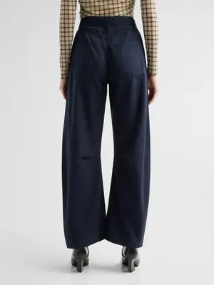 Veronica Beard Sloan High-rise Barrel-leg Pants - Navy Stone