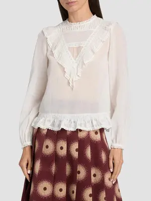 Lingua Franca Patchwork Lace Cotton Shirt