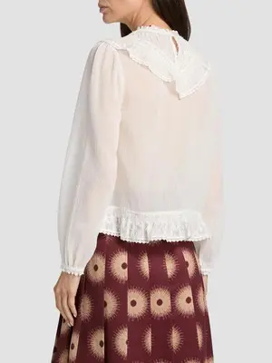 Lingua Franca Patchwork Lace Cotton Shirt