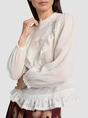 Lingua Franca Patchwork Lace Cotton Shirt