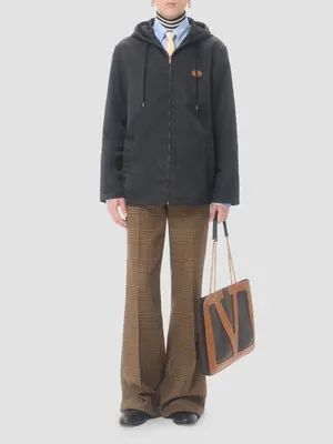Valentino Garavani Nylon Hooded Windbreaker Jacket With Vlogo Patch