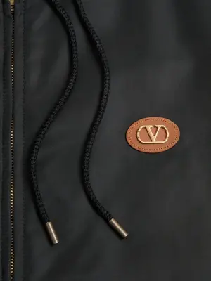 Valentino Garavani Nylon Hooded Windbreaker Jacket With Vlogo Patch