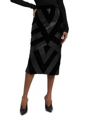 SERGIO HUDSON Leather Chevron Skirt