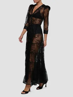 L'Agence Seraphina Sheer Lace Maxi Dress