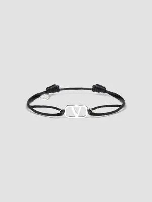 Valentino Garavani Vlogo Signature Cotton Bracelet - Black