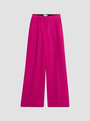 ARGENT Pleated Twill High-rise Trousers - Fuchsia