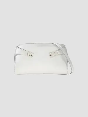 FERRAGAMO Hug Metallic Leather Crossbody Bag - Silver