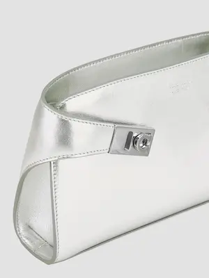 FERRAGAMO Hug Metallic Leather Crossbody Bag - Silver