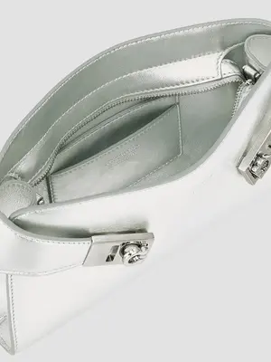 FERRAGAMO Hug Metallic Leather Crossbody Bag - Silver