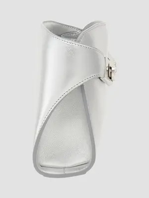 FERRAGAMO Hug Metallic Leather Crossbody Bag - Silver
