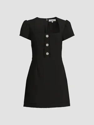 Likely Westy Imitation Pearl & Crystal-embellished Minidress - Black