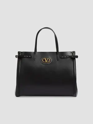 Valentino Garavani Antibes Medium Calfskin Shopping Bag - Black