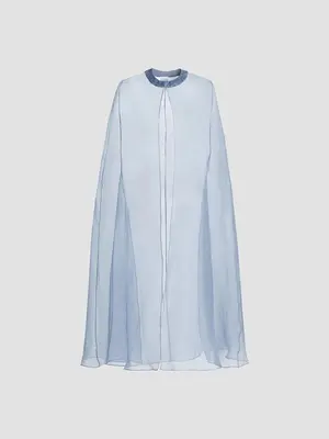 CAROLYN ROWAN ACCESSORIES Embellished-trim Silk Cape - Blue