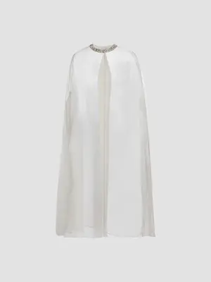 CAROLYN ROWAN ACCESSORIES Embellished-trim Silk Cape - Silver