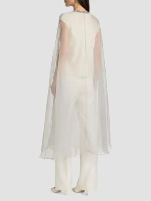 CAROLYN ROWAN ACCESSORIES Embellished-trim Silk Cape - Silver
