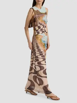 Farm Rio Copacabana Beach Printed Maxi Skirt