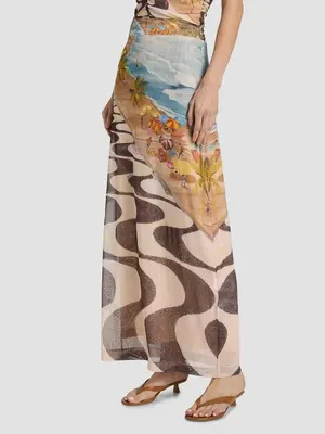 Farm Rio Copacabana Beach Printed Maxi Skirt