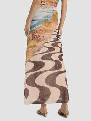 Farm Rio Copacabana Beach Printed Maxi Skirt
