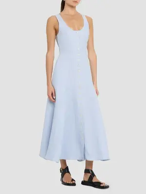 ARGENT Marcy Sleeveless Linen Twill Midi-dress