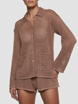 L'Agence Mariana Pointelle Button-front Shirt
