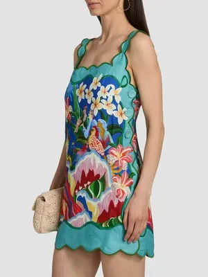 Farm Rio Printed Scalloped Minidress