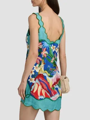 Farm Rio Printed Scalloped Minidress