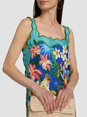 Farm Rio Printed Scalloped Minidress