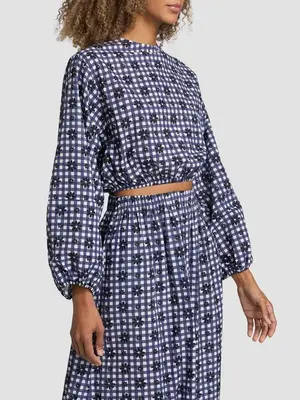 Eywasouls Malibu Isla Floral/gingham Cotton Crop Top