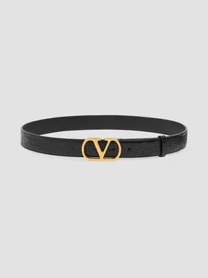 Valentino Garavani Vlogo Signature Crocodile Belt - Black