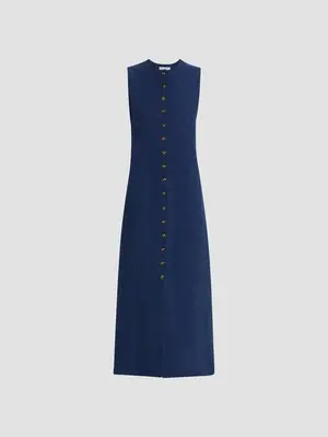 ARGENT Linen Button-front Midi-dress