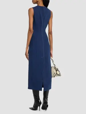 ARGENT Linen Button-front Midi-dress