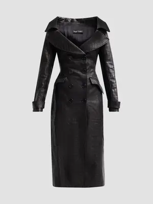 SERGIO HUDSON Croc-embossed Leather Trench Coat