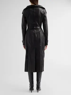SERGIO HUDSON Croc-embossed Leather Trench Coat