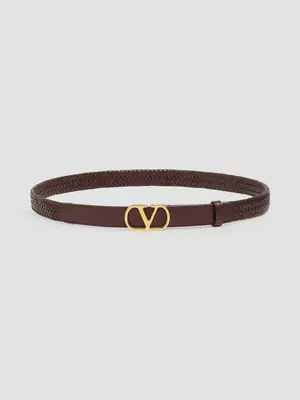 Valentino Garavani Vlogo Signature Braided Calfskin Belt - Brown