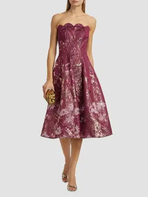 Rene Ruiz Collection Scalloped Brocade Strapless Cocktail Dress