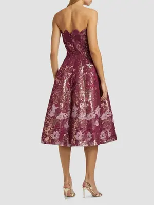 Rene Ruiz Collection Scalloped Brocade Strapless Cocktail Dress