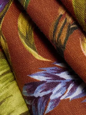 Farm Rio Floral Linen A-line Midi-wrap Dress