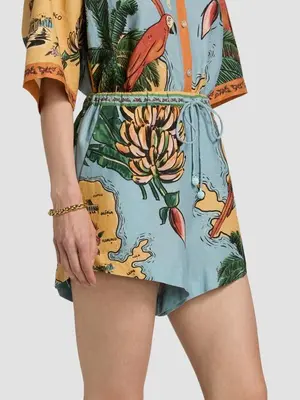 Farm Rio Ligia Floral Linen-blend Shorts