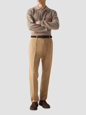 Zegna Cotton And Wool Pants - Beige