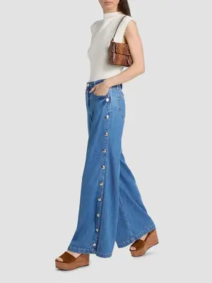 L'Agence Jennings Side-snap High-rise Wide-leg Jeans